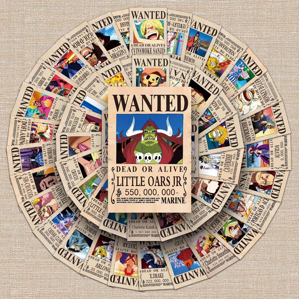 100PCS Anime One Piece Wanted Poster Sticker Graffiti Decal Kids Toy ...
