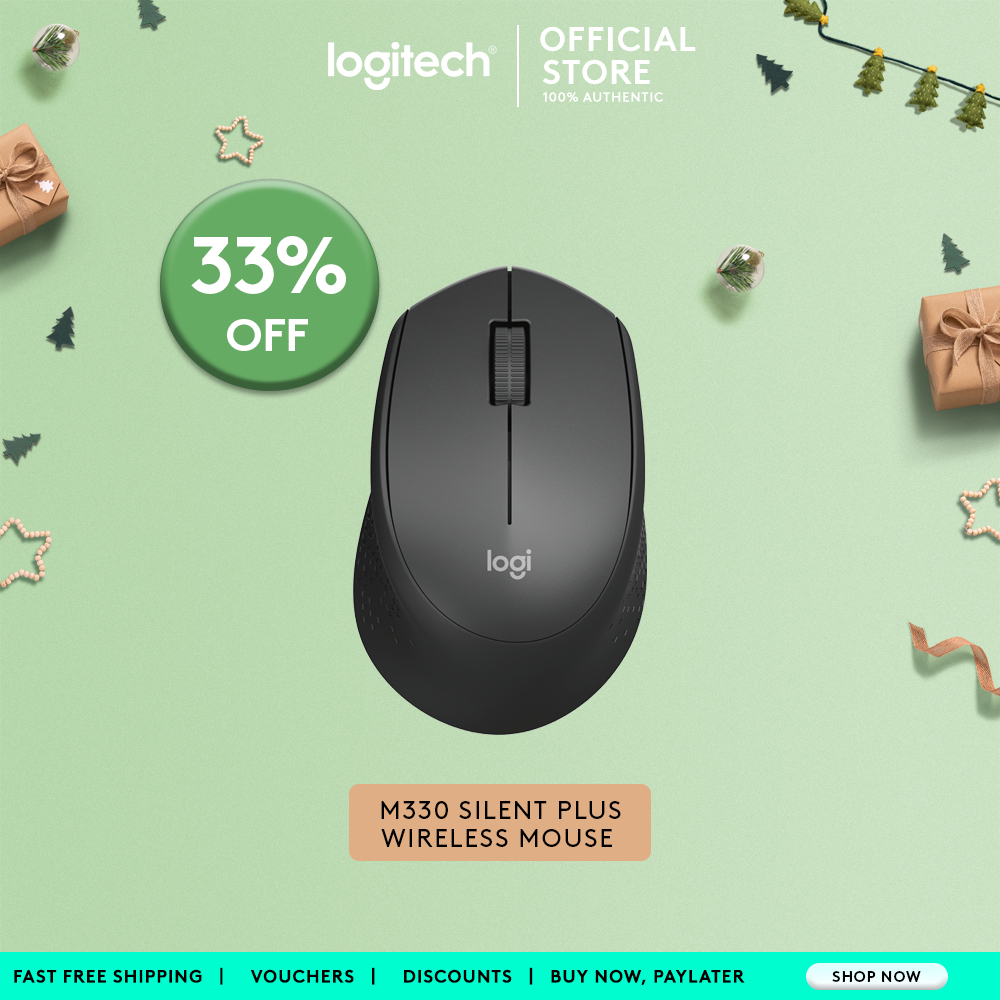 Logitech M330 Silent Plus Wireless Mouse 2.4 GHz USB Nano Receiver USB 1000 DPI 3 Buttons PC/Mac ...