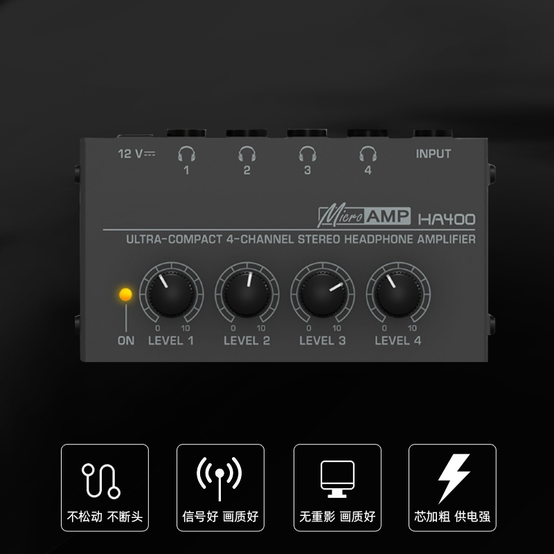 Mini Headphone Amplifier HA400 4 Channels Ultra-Compact Stereo Audio ...