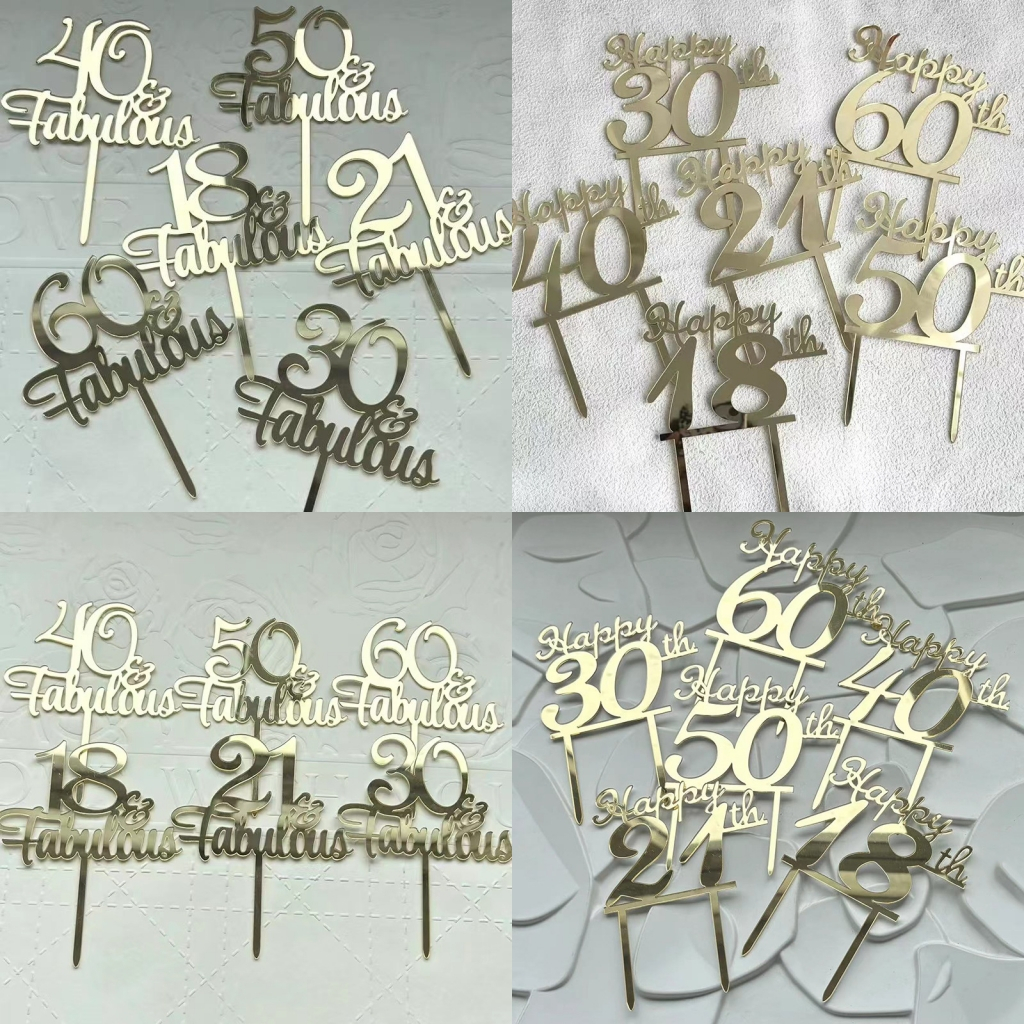 10 Pieces Happy Birthday Cake Topper, Happy 18th / Happy 21 / Happy 30 ...