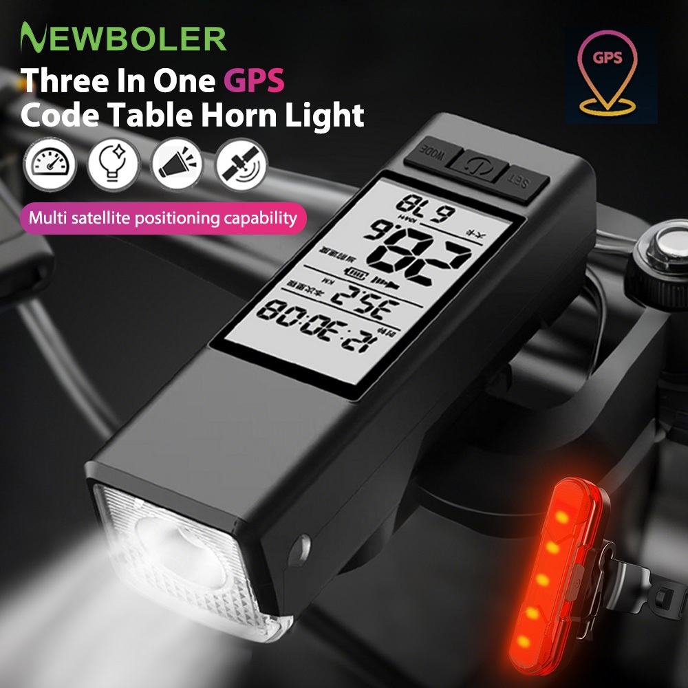 Newboler Bicycle Speedometer With GPS Bike Light 1000 Lumens Bicycle Front Light With Horn Type ...
