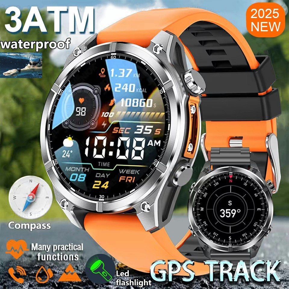 2025 New For Huawei Xiaomi Military Smart Watch AMOLED GPS Track Men ...