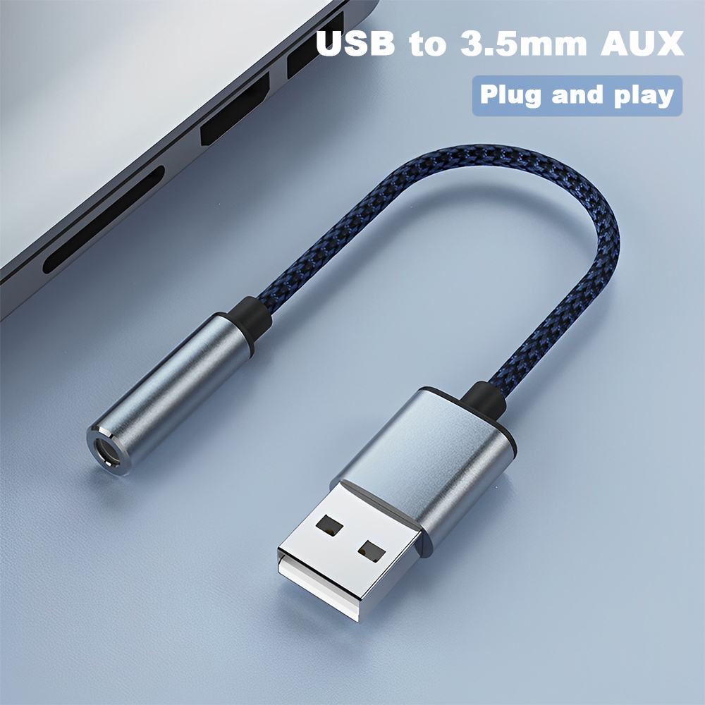 USB audio adapter, USB sound adapter, USB to 3.5mm Aux Audio Jack ...