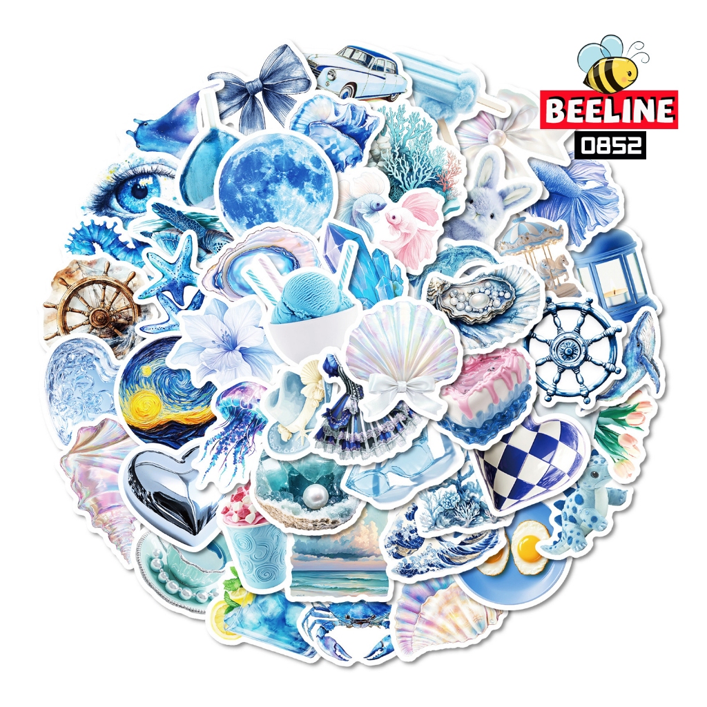 Beeline 50 Pcs Sea World Stickers Shell Diy Decor Waterproof Graffiti ...