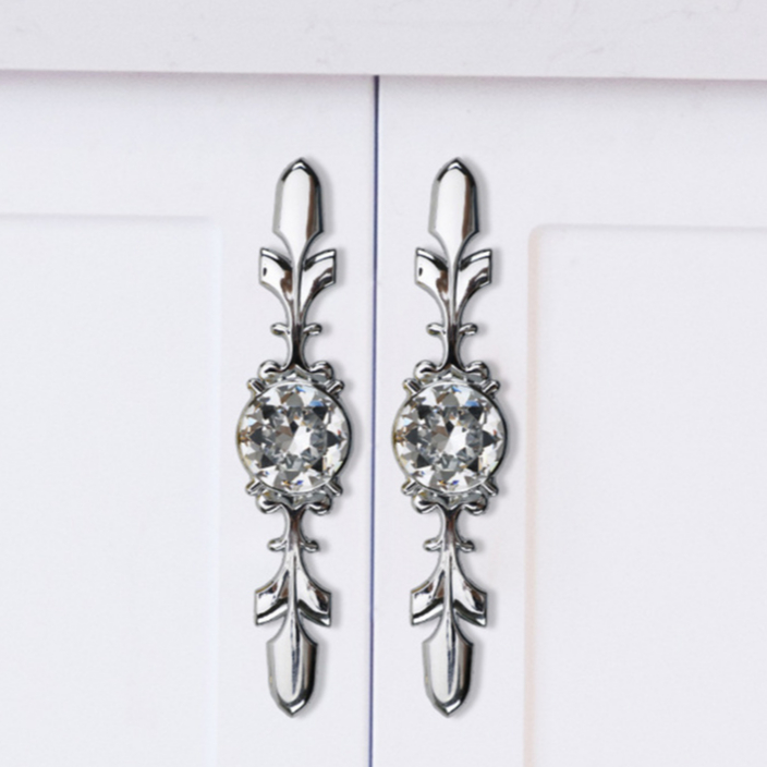 Crystal Diamond Handle Single Hole Drawer Door Knob Transparent Kitchen ...