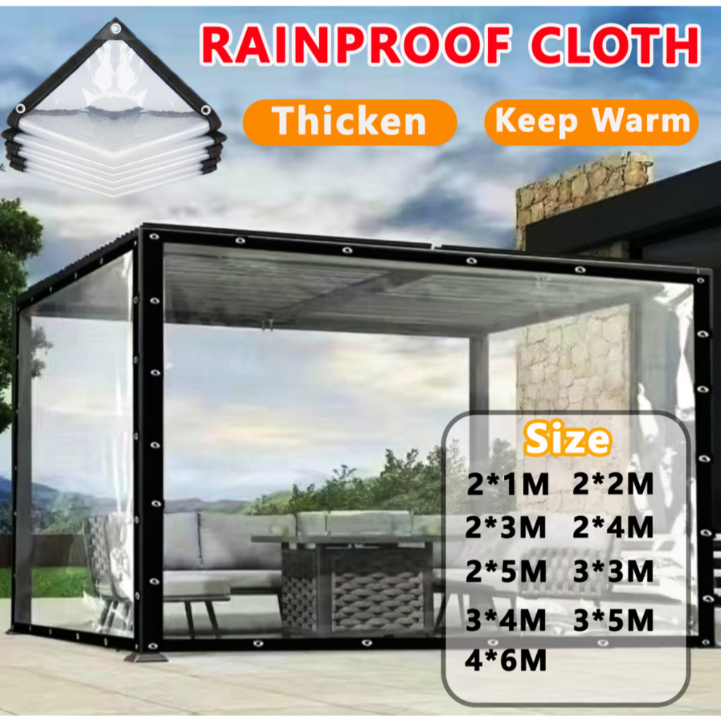 ⭐Ready Stock⭐Transparent Waterproof Tarpaulin Thickened Plastic PE Film ...