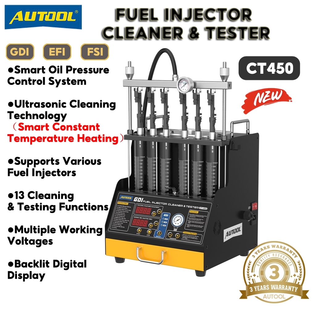 AUTOOL CT450 GDI EFI FSI Fuel Injector Cleaner & Tester Machine Car ...