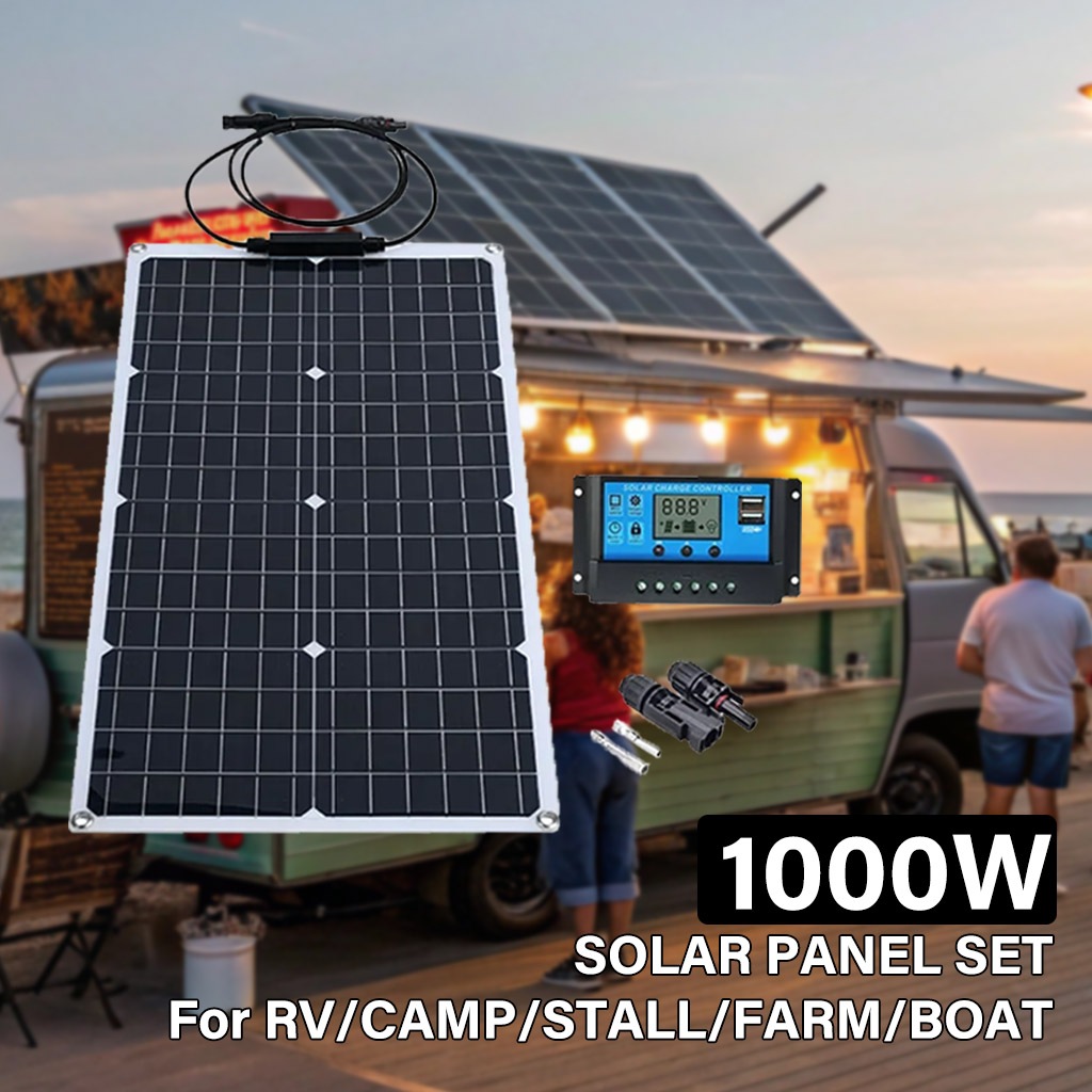 1000W 12V High Efficiency Flexible Solar Panel Kit - Perfect for ...