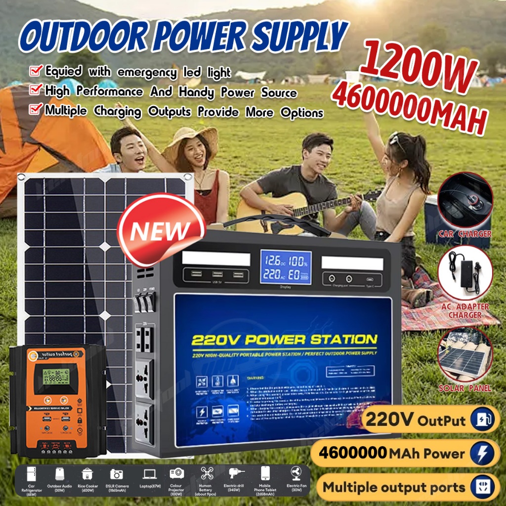 Portable Power Station 1200W AC 220V Output Emergency Backup Powerbank ...