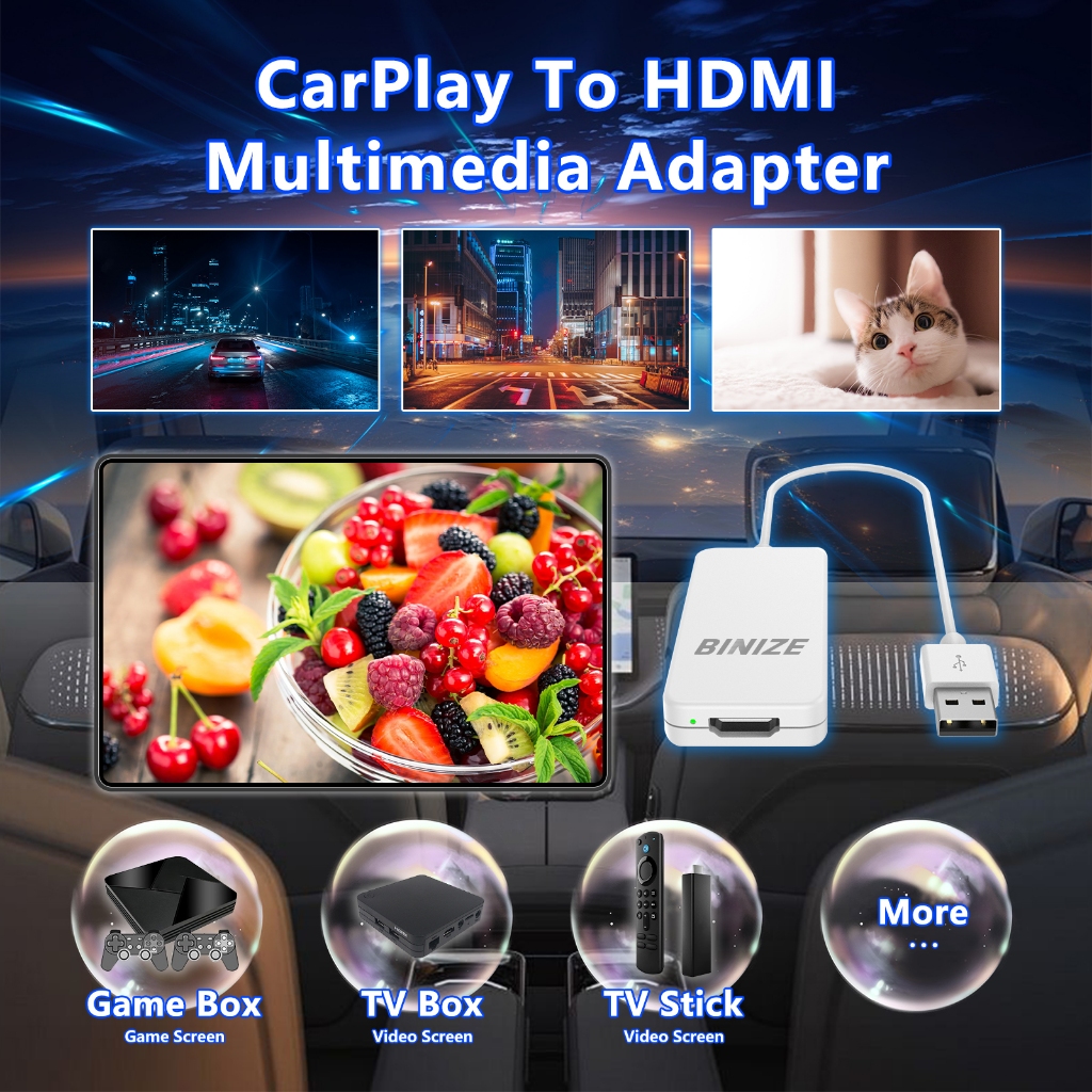 Binize CarPlay To HDMI Adapter For Wired CarPlay Cars HDMI Video Output ...