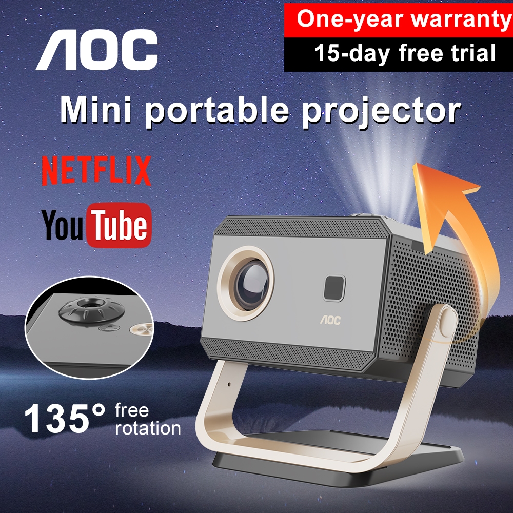 AOC-STAR1 Starry Sky Portable 4K Projector Android 11 Bluetooth ...