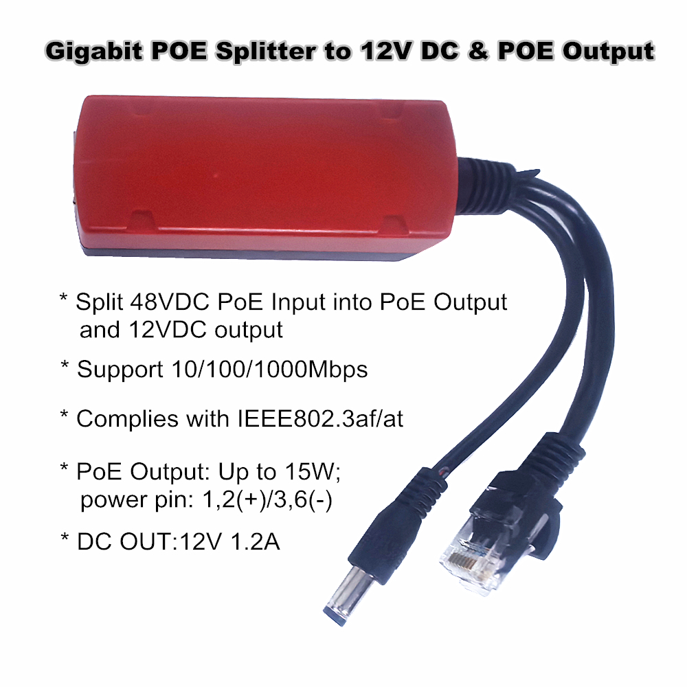 10/100/1000Mbps Gigabit POE Splitter with POE pass through | Shopee ...