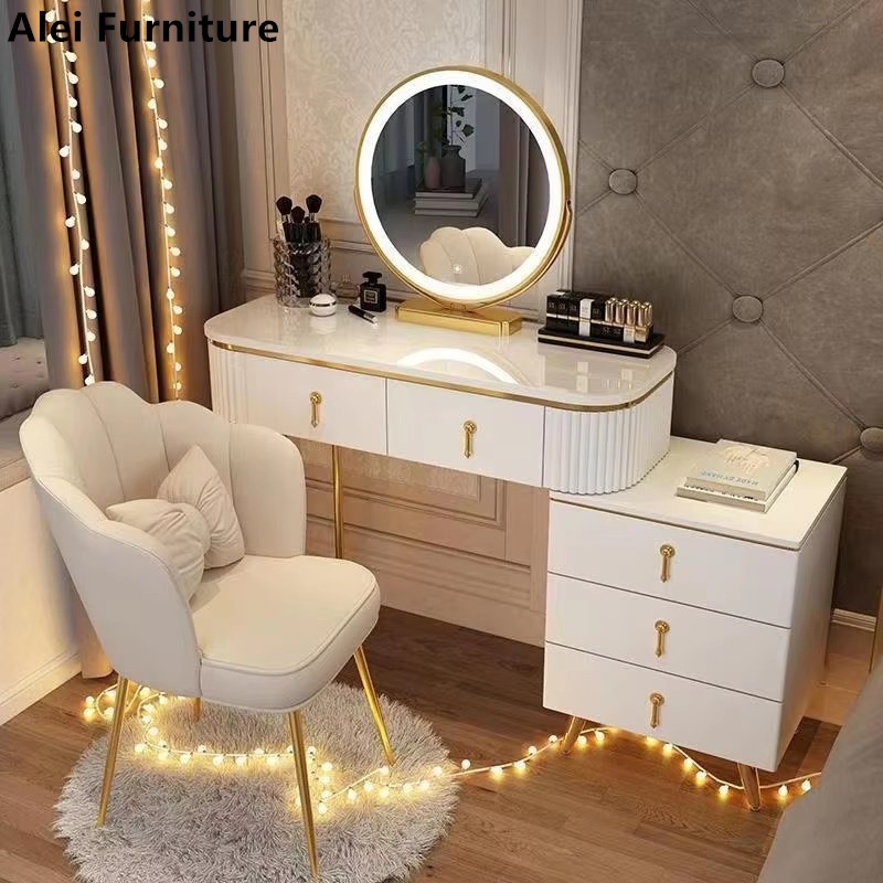 Girls cute dressing table set Nordic light luxury makeup storage ...