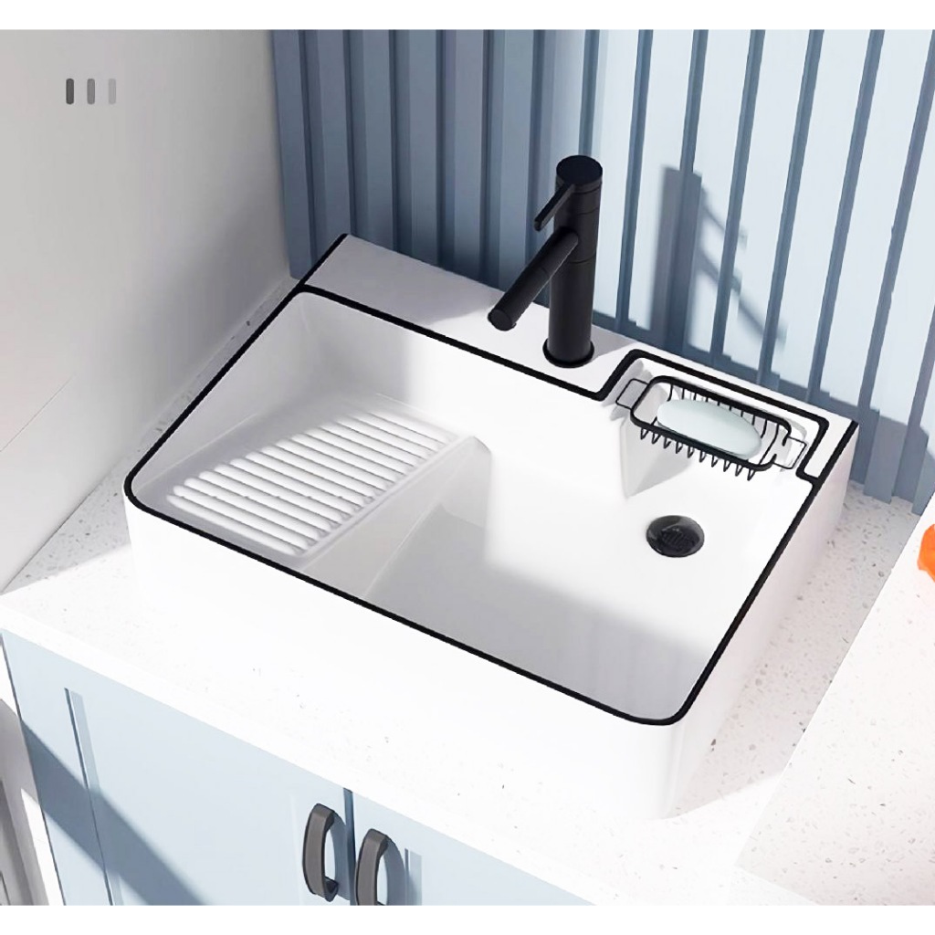 Bathroom Sink Laundry Basin with Washboard Balcony Washing Machine ...
