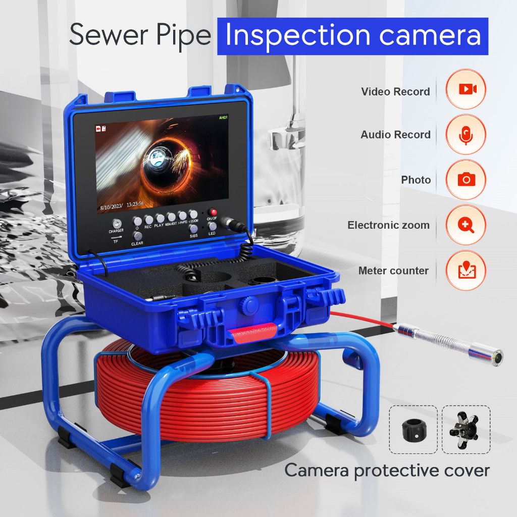 9" Screen Sewer Drain Pipe Pipeline Inspection Endoscope 2MP Camera ...