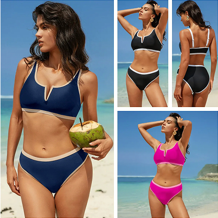 2025 New Style Bikini Ins Style Solid Color Sexy Swimsuit Beach Bikini 8257
