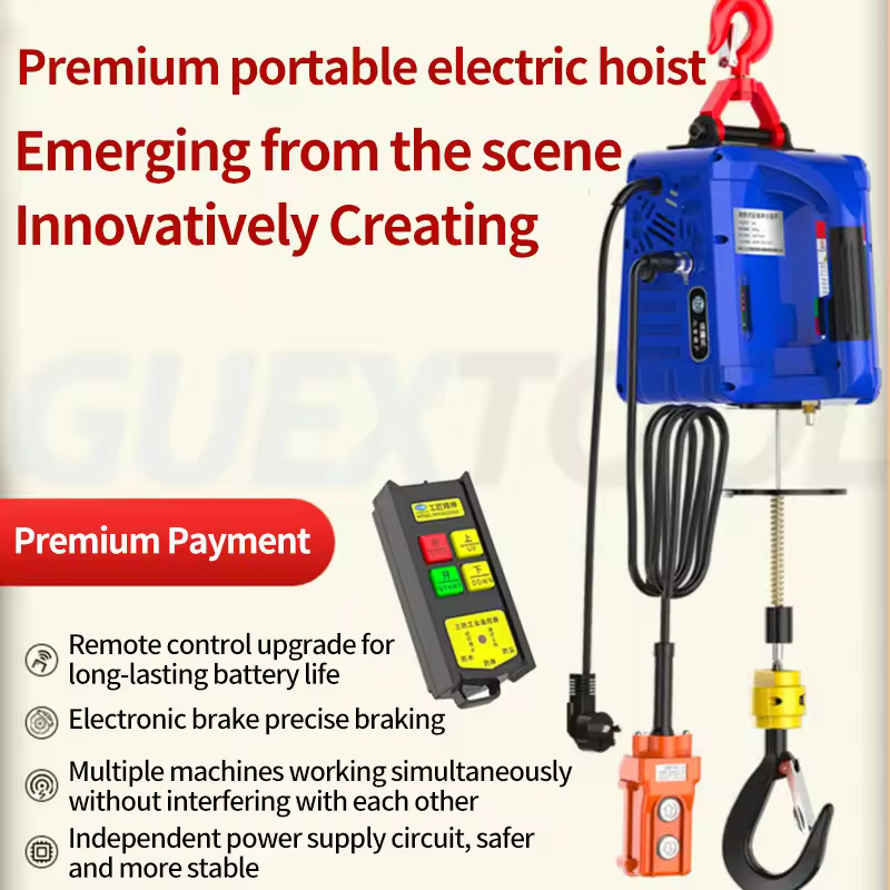 100/200/300/500KG Electric Hoist Portable Electric Winch Crane Remote ...