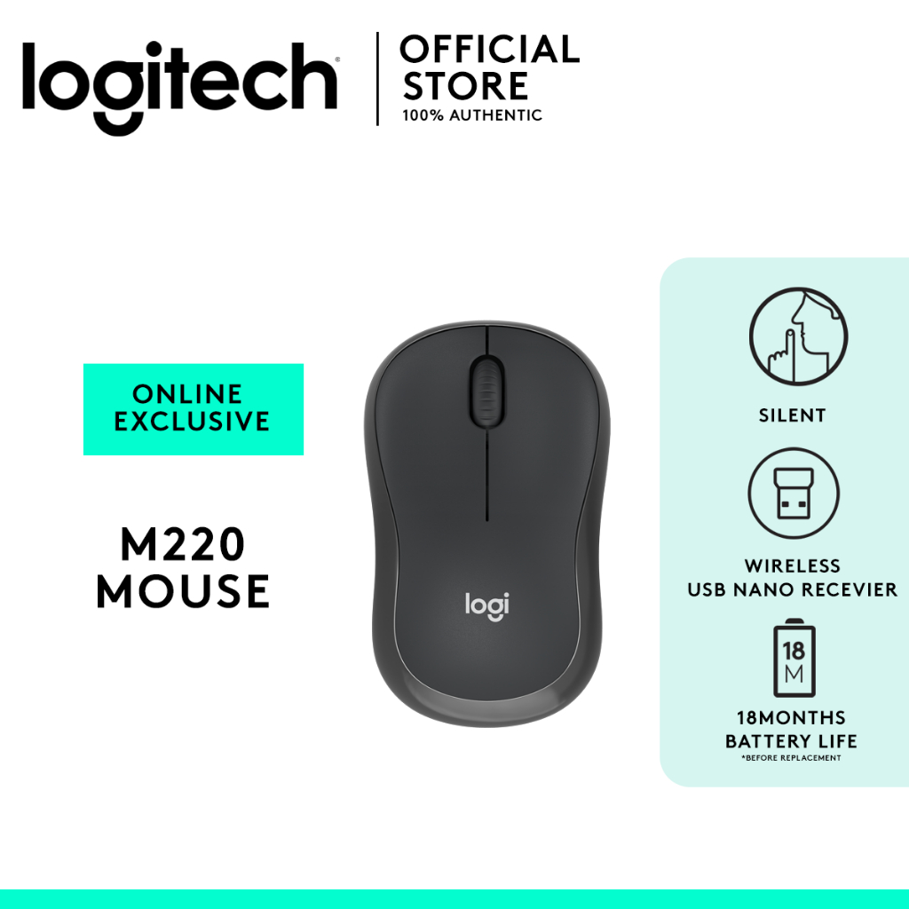 Logitech M220 Wireless Mouse, Silent Buttons, 2.4 GHz with USB Mini ...