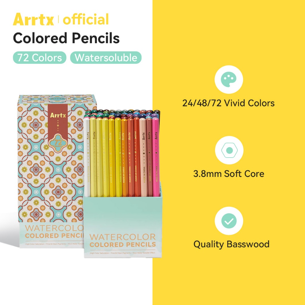 Arrtx Watercolor Pencil Set, Premium 3.8mm Core Colored Leads, Perfect ...