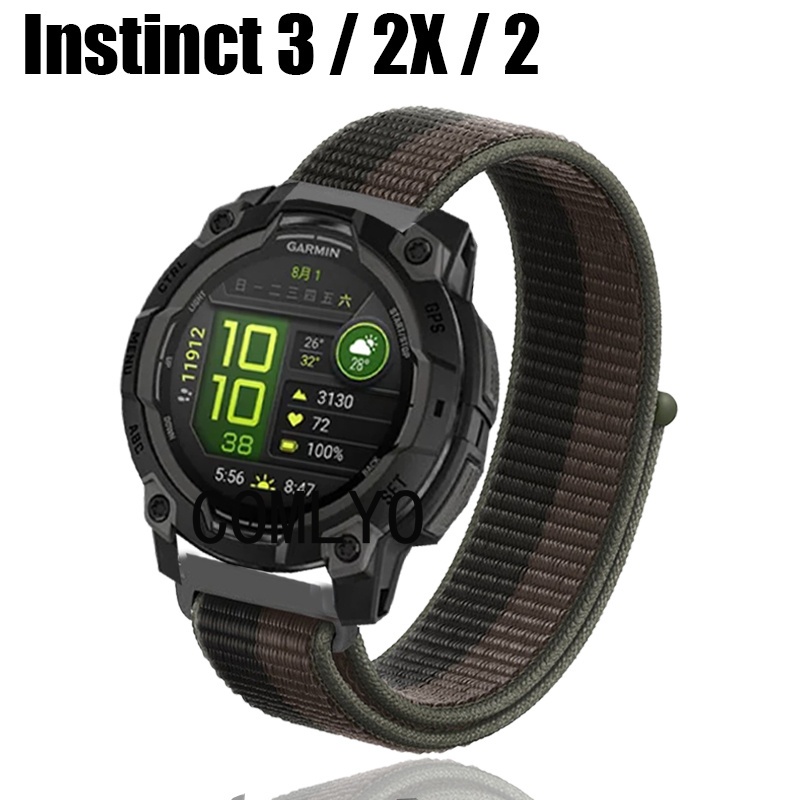 For Garmin instinct 3 2X 2 Strap Nylon Loop Smart Watch Band Soft Belt ...