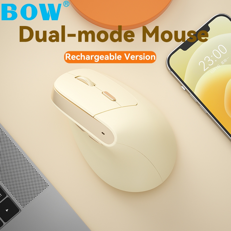 BOW Ergonomic Vertical Mouse MD190L Wireless Bluetooth Rechargeable Silent Mice Dual Mode Mouse ...