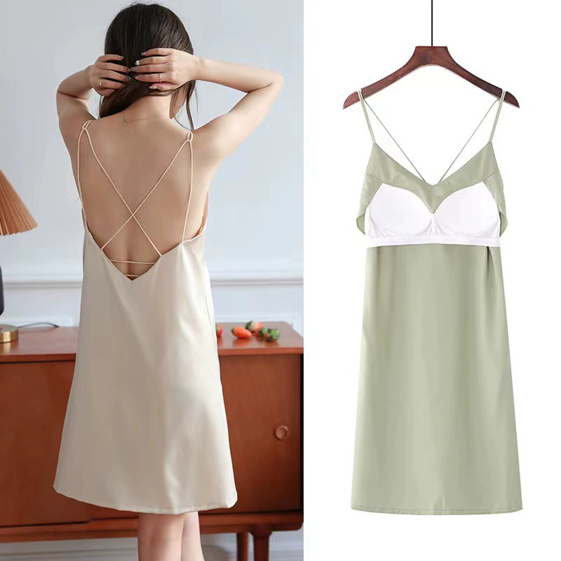 Plus size women sleepwear dress with bra padding/lady night sleeping ...