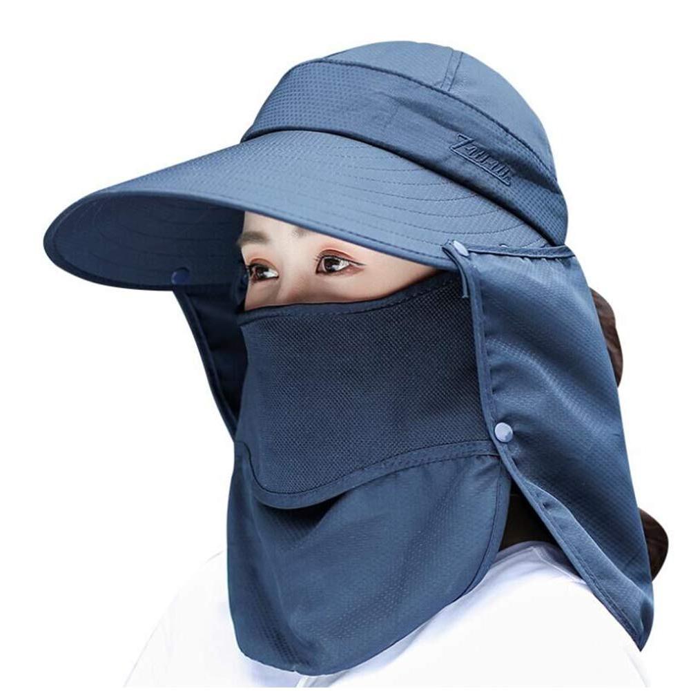 Women's Full Face Sun Hat UV Protection Wide Brim Breathable Face Mask ...