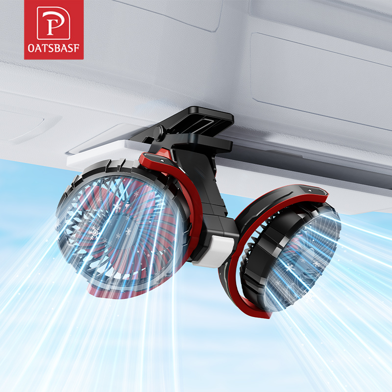 OATSBASF Portable Dual Head Clip Cooling Fan with 4000mAh Rechargeable ...