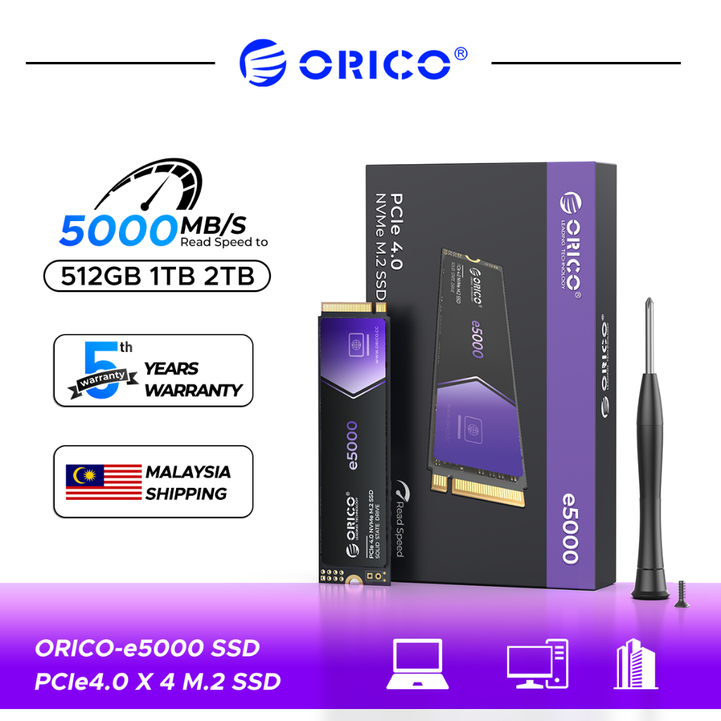 ORICO NVMe SSD 512GB 1TB 2TB PCIe 2280 M.2 Solid State SSD for Laptop Desktop PC (e5000 ...