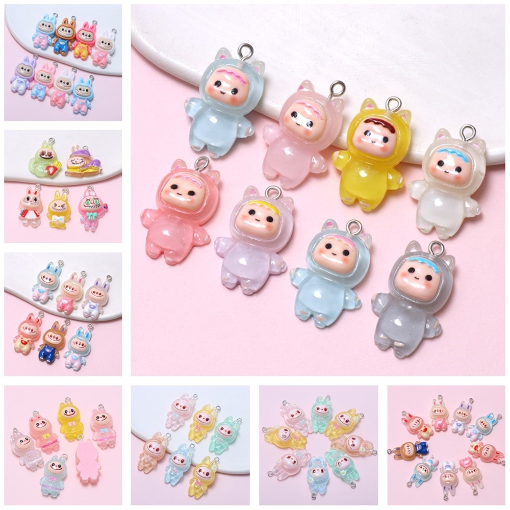 10pcs Resin colorful Labubu Charm For children student gifts Pendant ...
