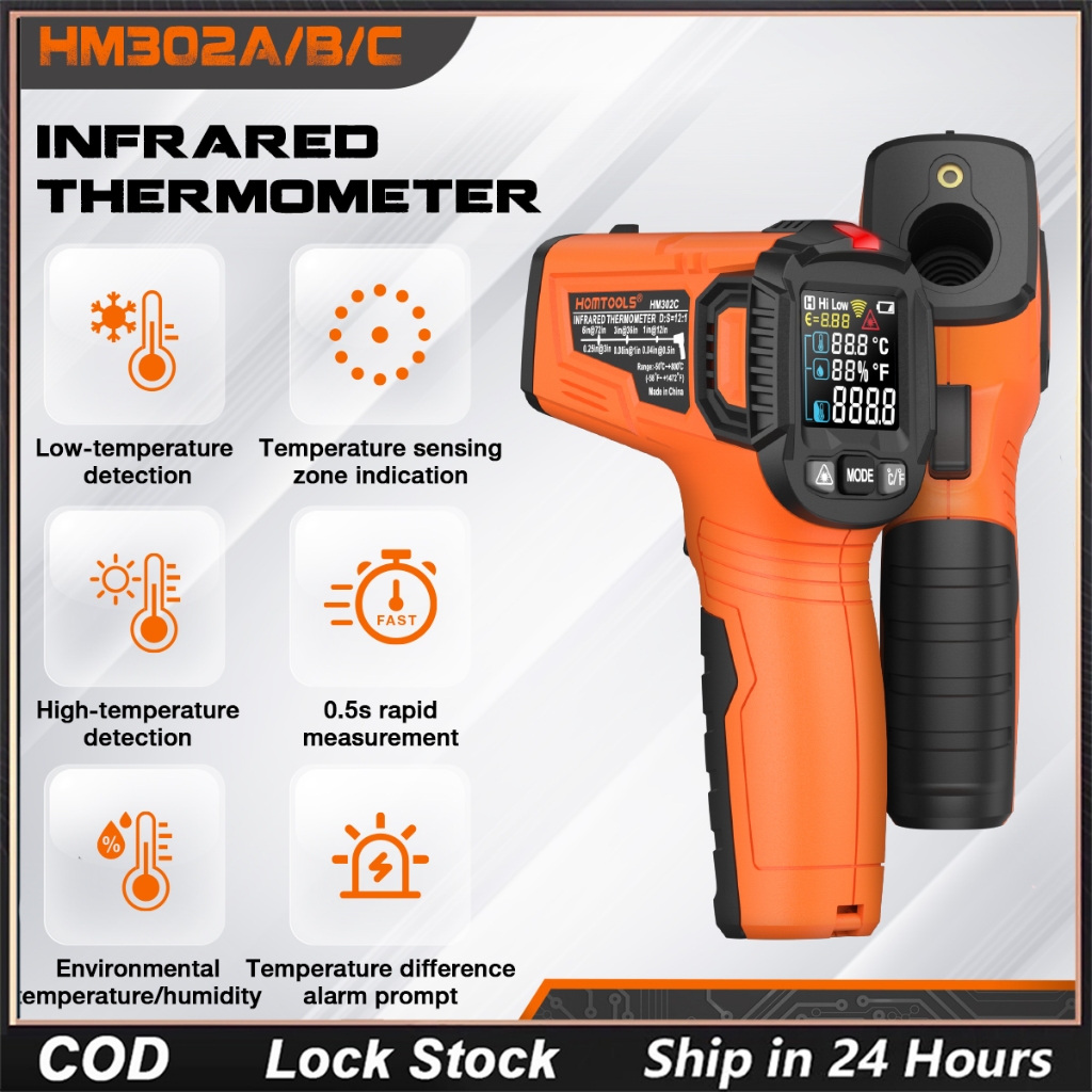 HOMTOOLS HM302 Infrared Thermo-Meter Non Contact Laser Temperature ...