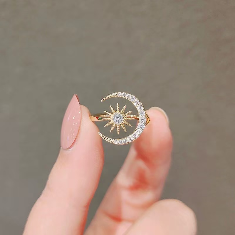 Star Moon Ring Open Ring Girl Gift Girlfriend Style Fashion Trend ...