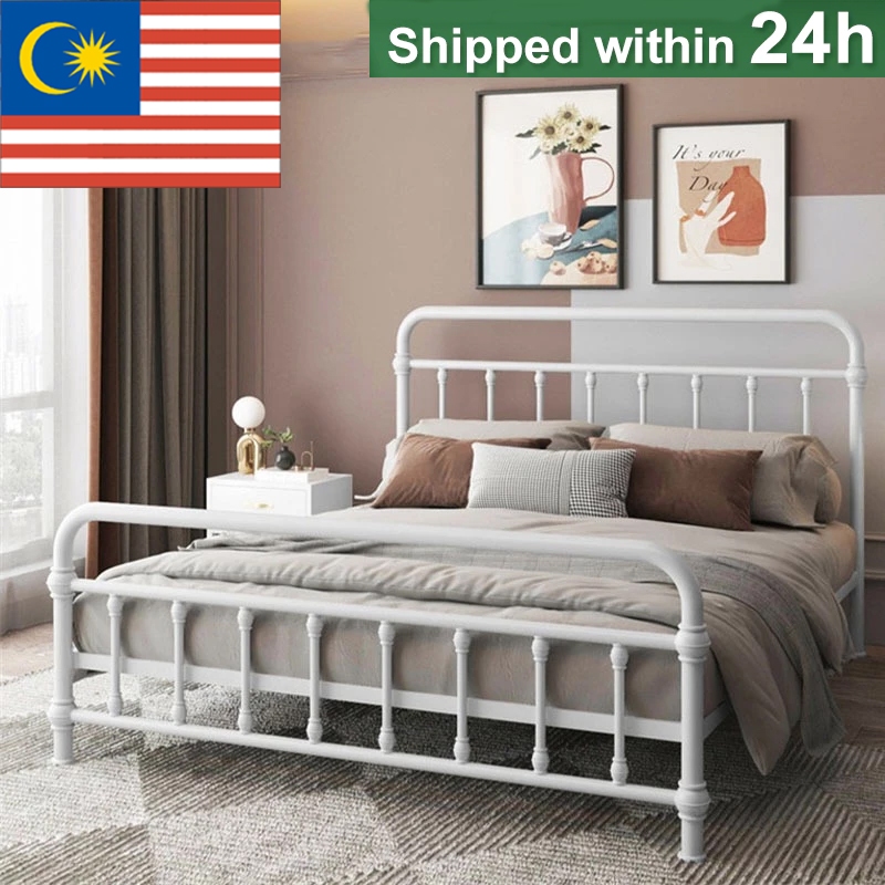 rangka katil besi metal bed frame Queen size King size iron bed frame ...