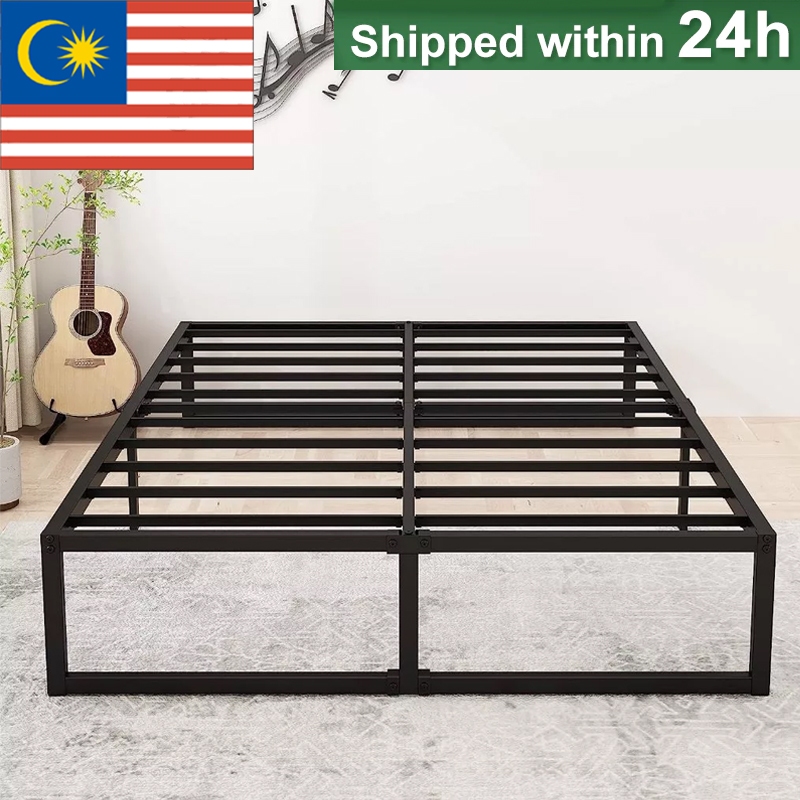 rangka katil saiz queen Bed Frame Queen /King Platform Bed Frame Metal ...