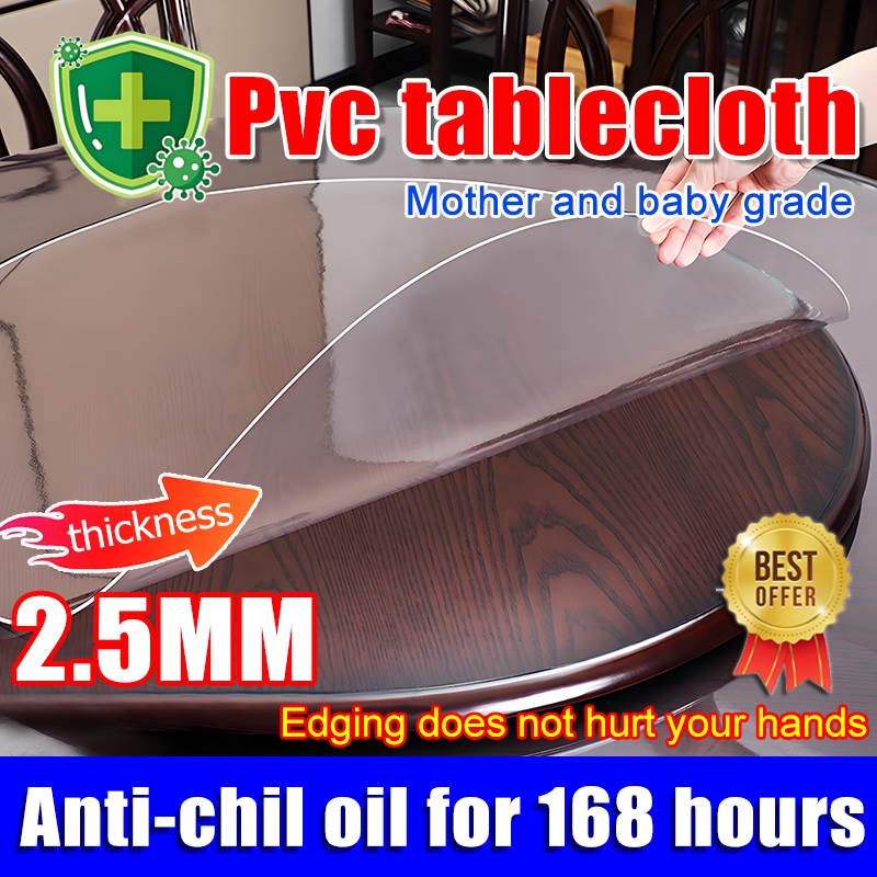 【100%Transparent】pvc table mat alas meja bulat plastik pvc table mat ...
