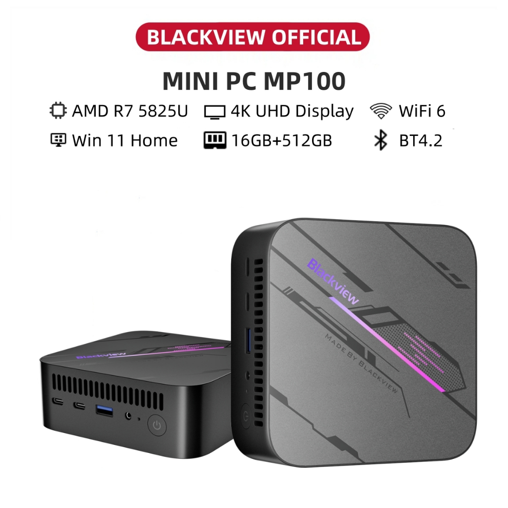 Blackview Mini PC MP100 AMD R7 5825U Mini PC 8-Core 16-thread 16GB/32GB ...