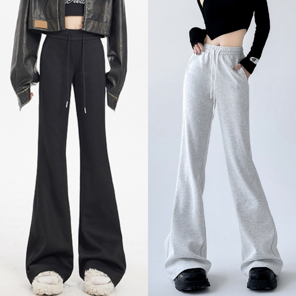 【READY STOCK】Bella Women's Lace Up Casual Pants High-Waist Flared ...