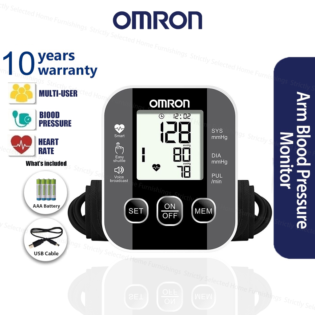 OMRON Blood Pressure Sphygmomanometer [10-year warranty-Malaysia spot] Digital heart rate ...