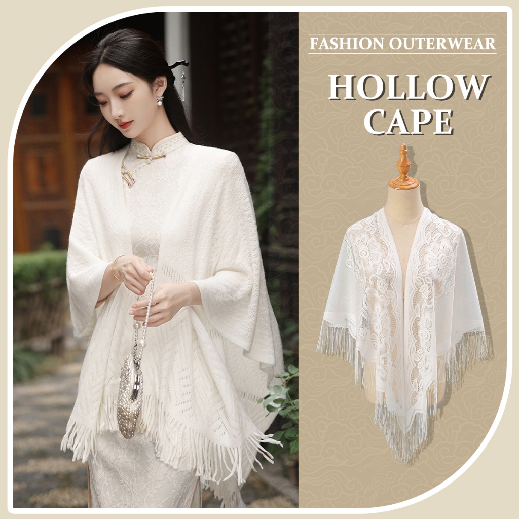 Cape Chiffon Triangle Shawl Triangular hollow cape outer lace Cape ...