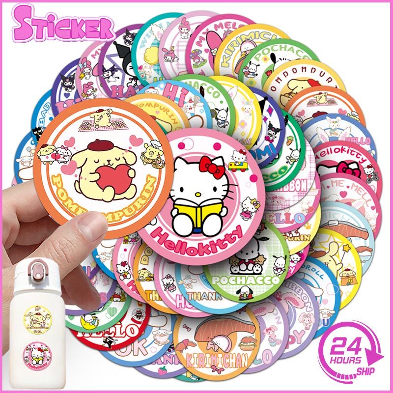 50Pcs Cartoon Sanrio Badge Stickers Hello Kitty Food MyMelody Kuromi ...