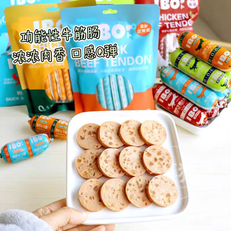 IBO 伊卜功能性火腿肠添加鱼油软骨素花青素益生菌 pet dog cat sausage makana kucing snack stick ...