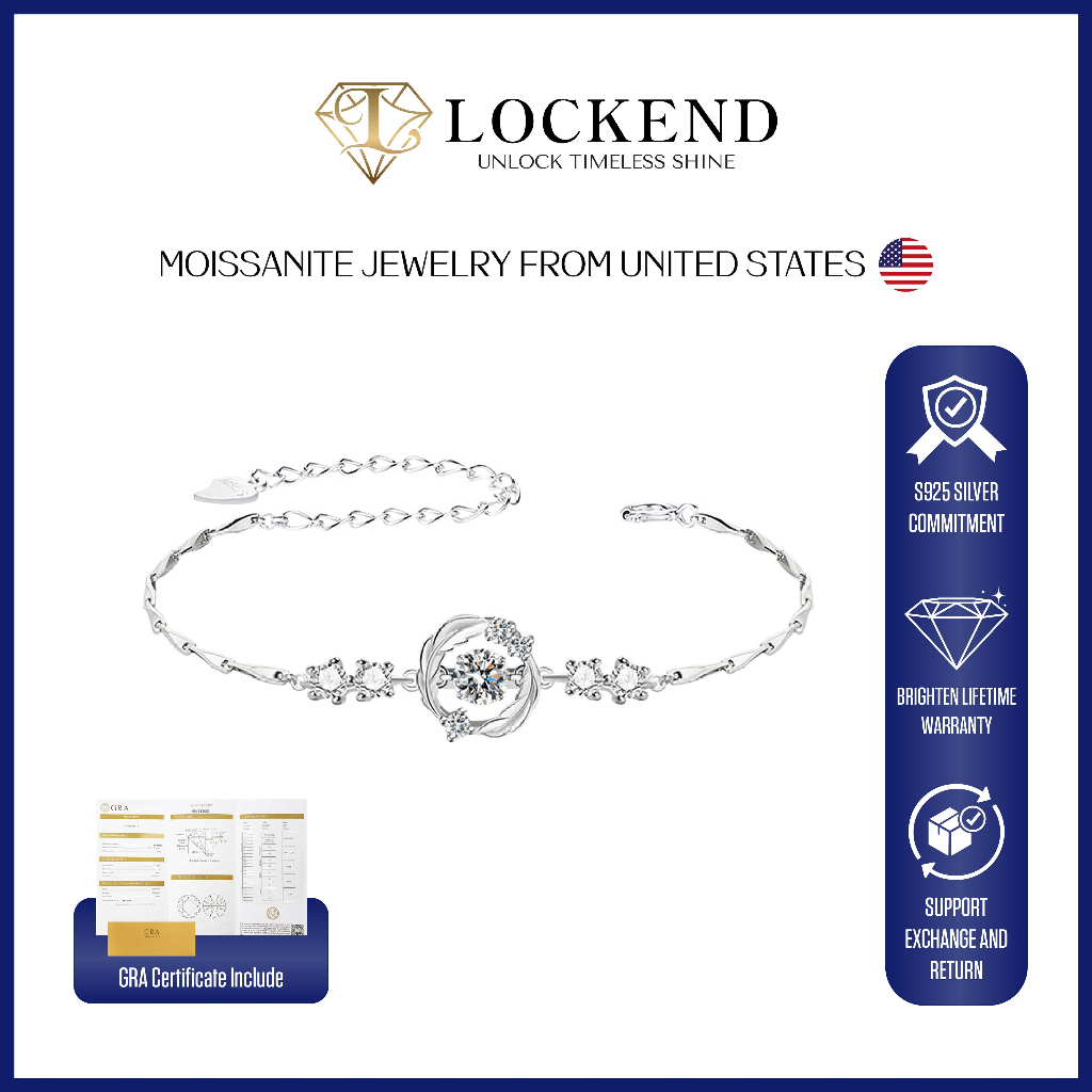 【Lockend】Feather Moissanite Bracelet 0.5 Carat S925 Silver GGJ ...