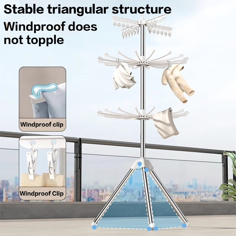 Baby Drying Rack Floor Folding Balcony Cool Stainless Steel Drying Rack ...