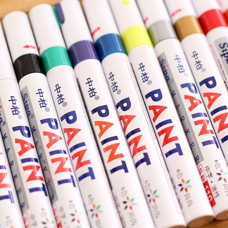 Genuine Zhongbai 12 Pcs Colorful Permanent Paint Marker Waterproof DIY ...