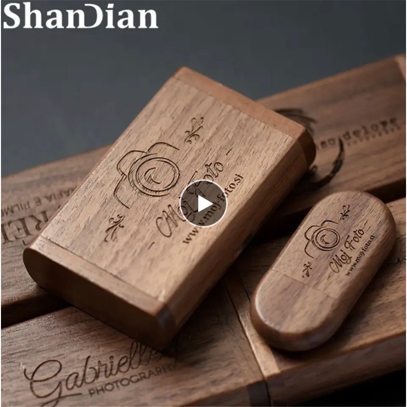 [READY STOCK]Wooden Pendrive wood box customizing flash drive 8GB 16GB ...