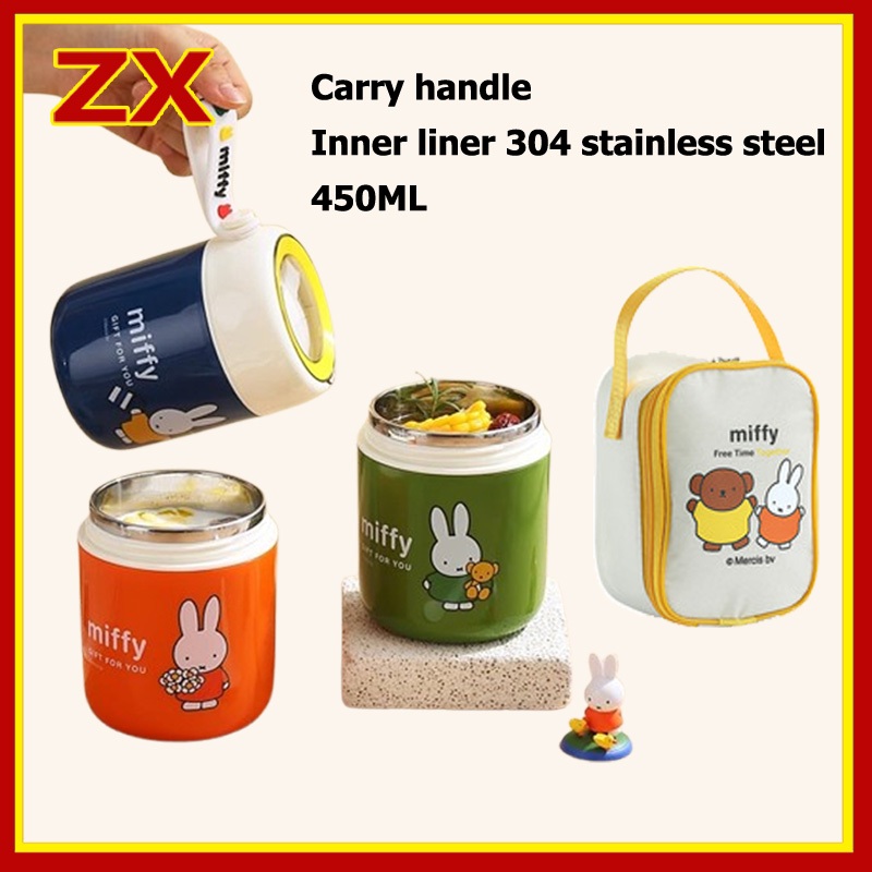【Ready Stock】Miffy 304 Stainless Steel Insulated Soup Cup Portable Milk Breakfast Cup 汤杯 450ML ...
