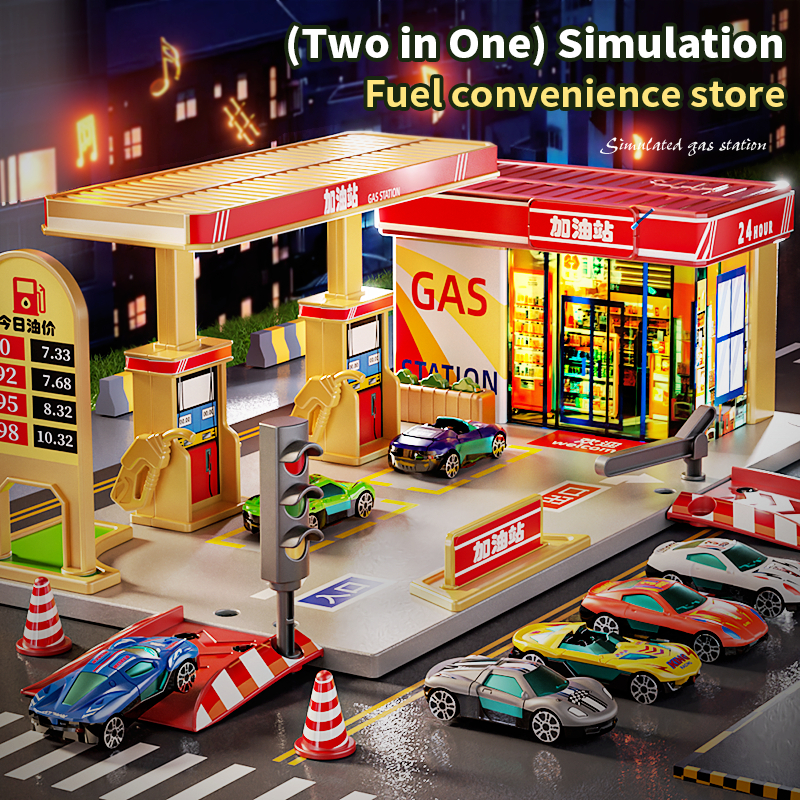 Kids Gas Station Play Set Pretend Toys Large Gas Station Toy Car ...