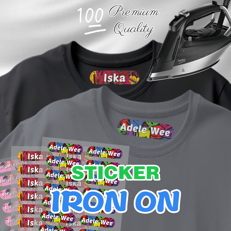 Sticker Label Baju & Iron On Label, Pelekat Nama Baju,Iron on patch ...