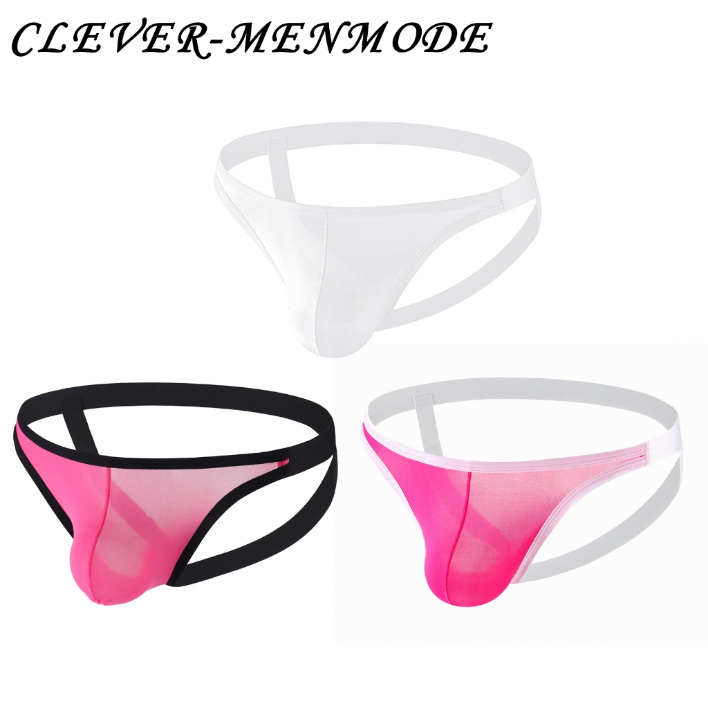 【CLEVER-MENMODE】5Colors Men Underwear Sexy Ice Silk Thong G String Open ...