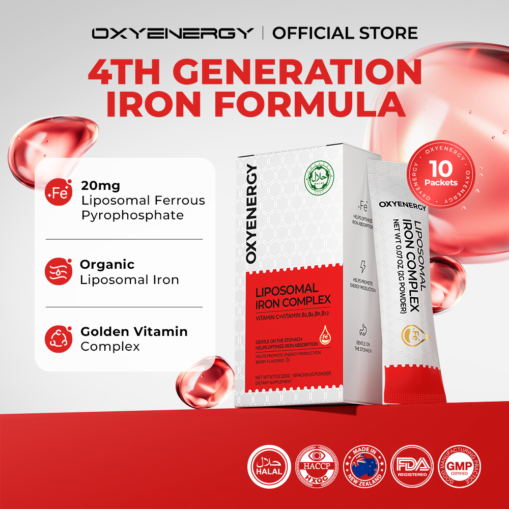 Oxyenergy Liposomal Iron Complex 10/30/60 Packets Powder Lipid Antioxidant Vitamin C Iron ...